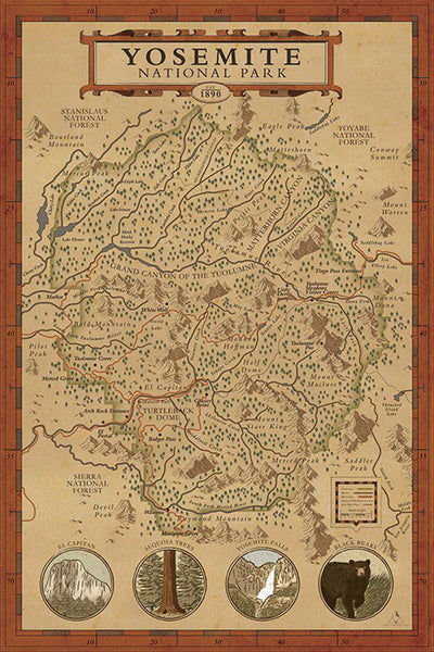 Yosemite National Park Map Print – thelonebison